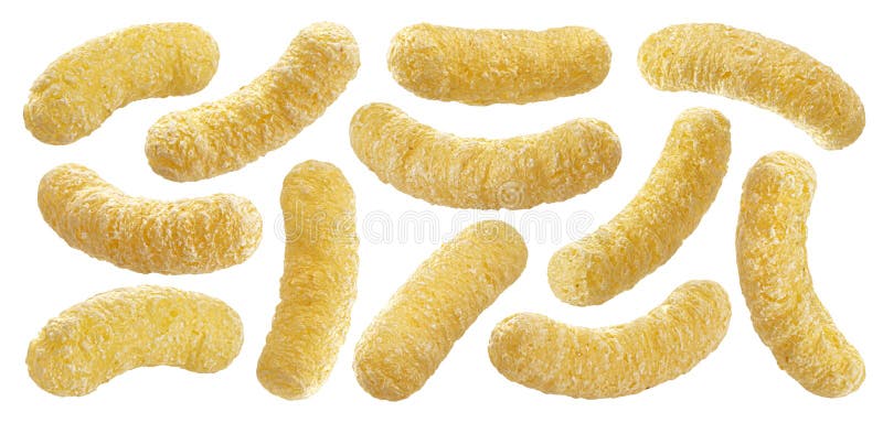 Pattern of Corn Flakes on Red Color Background, Top View Stock Image ...