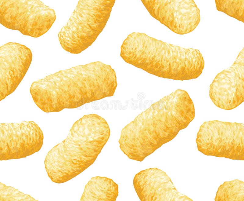 Sweet Corn Sticks, Seamless Pattern on White Background. Realistic ...