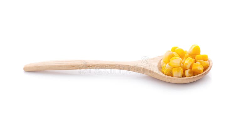 Sweet Corn in the Wooden Spoon an Isolated on White Background Stock ...