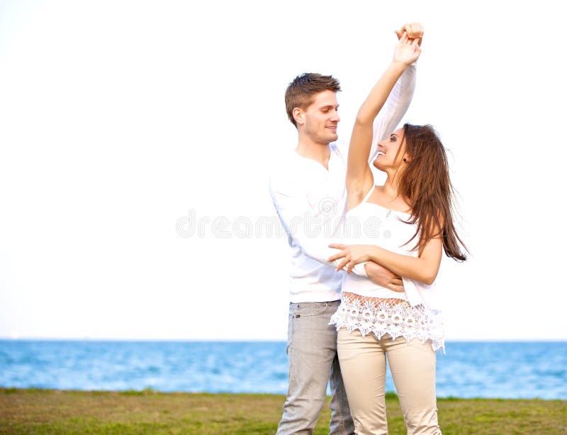 Sweet Couple Dancing Together Outdoors Stock Image - Image of boyfriend ...