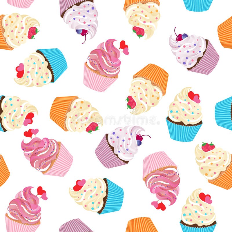 Sweet Cream Cupcake Seamless Pattern for Texture Stock Vector ...