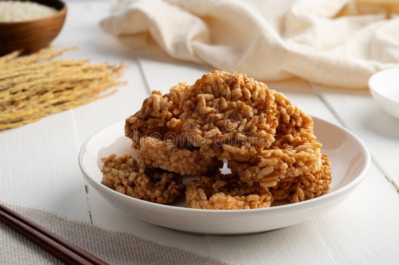 Sweet Crispy Rice Cracker with Cane Sugar Drizzle. Stock Image - Image ...
