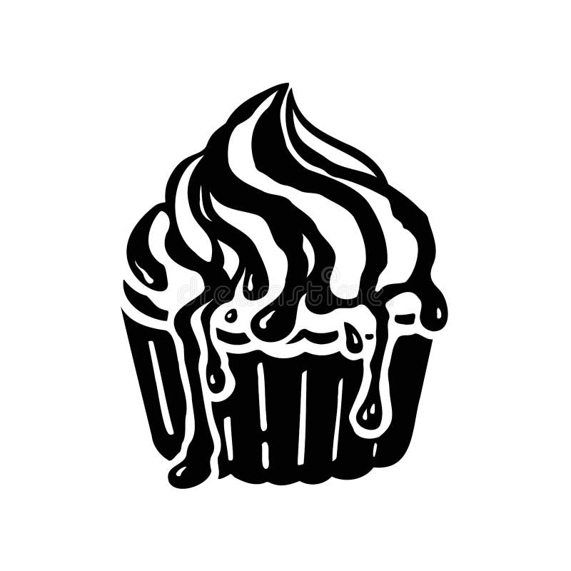 Sweet Cupcake Bun Cake Dessert Hand Drawn Illustration Stock Vector