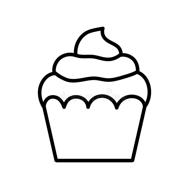 Sweet Cupcake Dessert Pastry Icon Thick Line Stock Vector