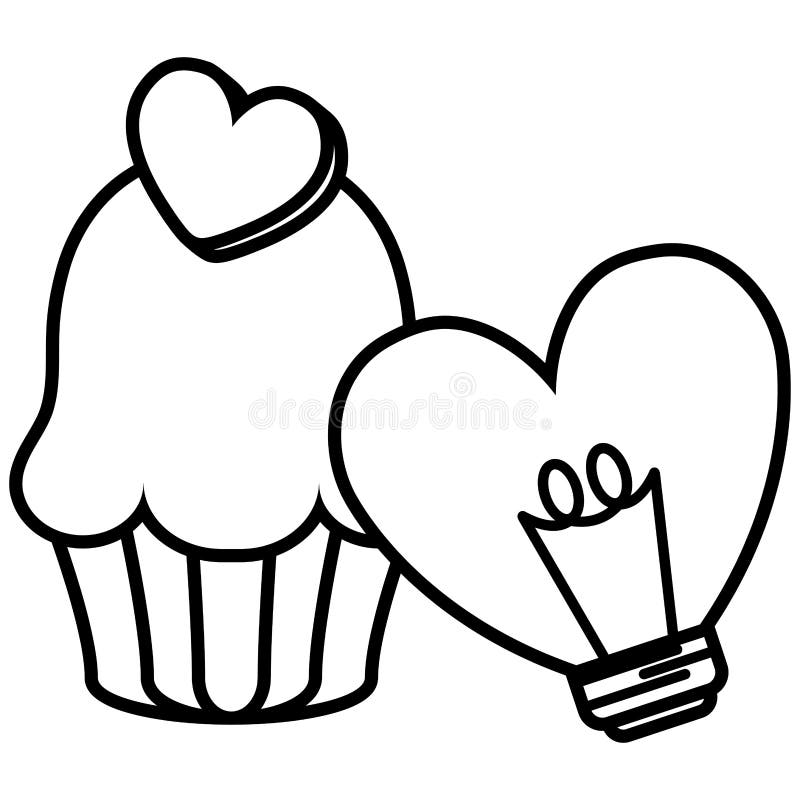Sweet cupcake with heart stock vector. Illustration of dessert - 142749447