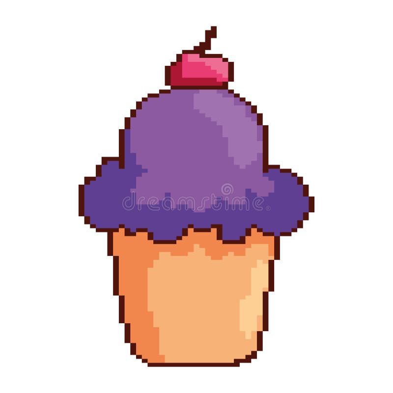 Sweet Cupcake Pastry Pixelated Stock Vector - Illustration of design ...