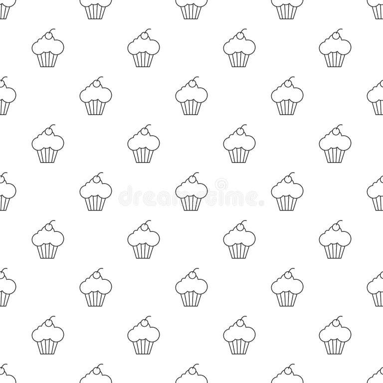 Sweet Cupcake Pattern Vector Seamless Stock Vector - Illustration of ...