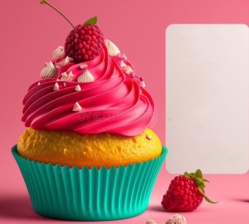 Sweet Cupcake with Raspberry. Illustration Generative AI Stock ...