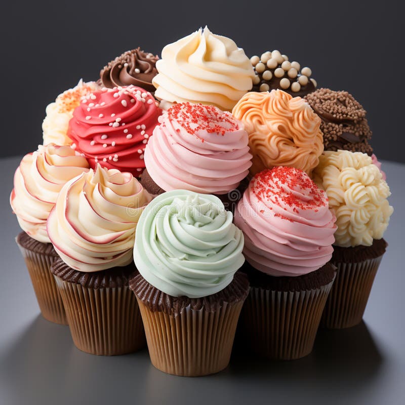 Sweet Cupcakes Arranged in a Round Shape. AI Generated Stock ...
