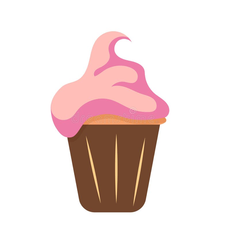 Sweet Cupcakes With Cream Vector Cartoon Illustration Stock Vector Illustration Of Swirl
