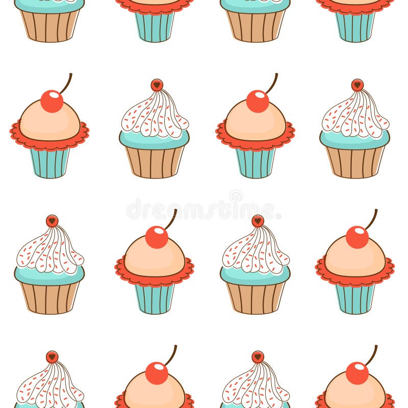 Cupcake doodle stock illustration. Illustration of collection - 29838569