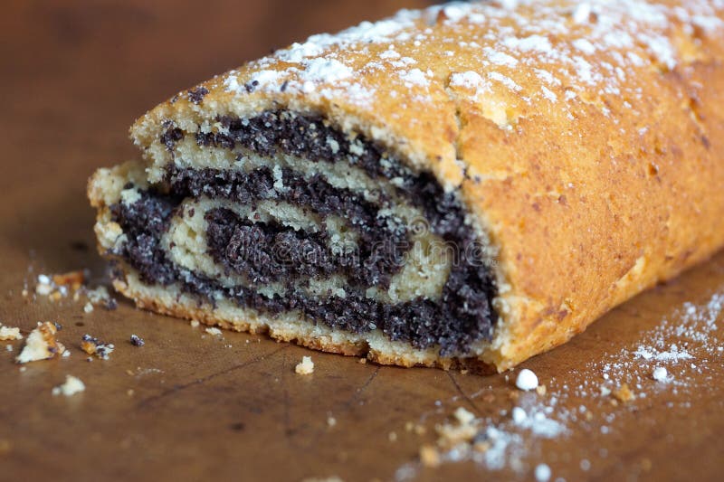 Sweet Curd Poppy Seed Roll in Powdered Sugar Stock Image - Image of ...