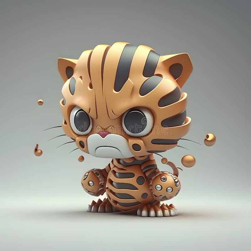 Sweet and Cute Angry Little Tiger Stock Illustration - Illustration of ...