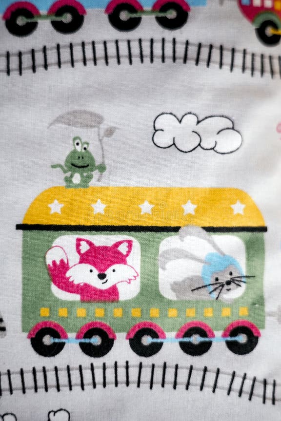 Sweet and Cute Baby Blanket with Train Pattern Stock Illustration ...