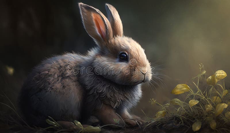 Sweet Cute Baby Bunny. Generative AI Stock Illustration - Illustration ...