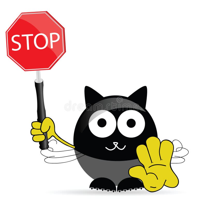 Stop Sign Black And White Clipart Cat