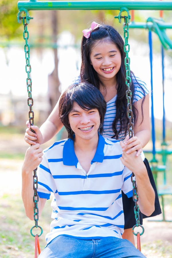 Sweet Cute Couple Relaxing in Park Stock Image - Image of romance ...