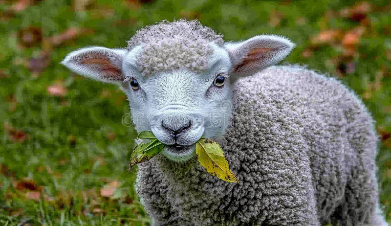 A Sweet and Cute Lamb Enjoying the Greenery of a Springtime Meadow ...
