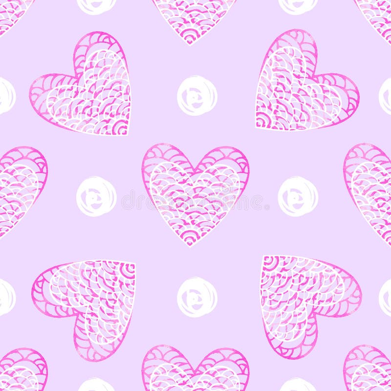 Sweet Cute Pattern with Sweet Love Heart and Abstract Edge Texture ...