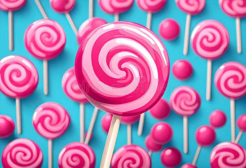 Sweet Cute Pink Lollipop on Stick Stock Illustration - Illustration of ...