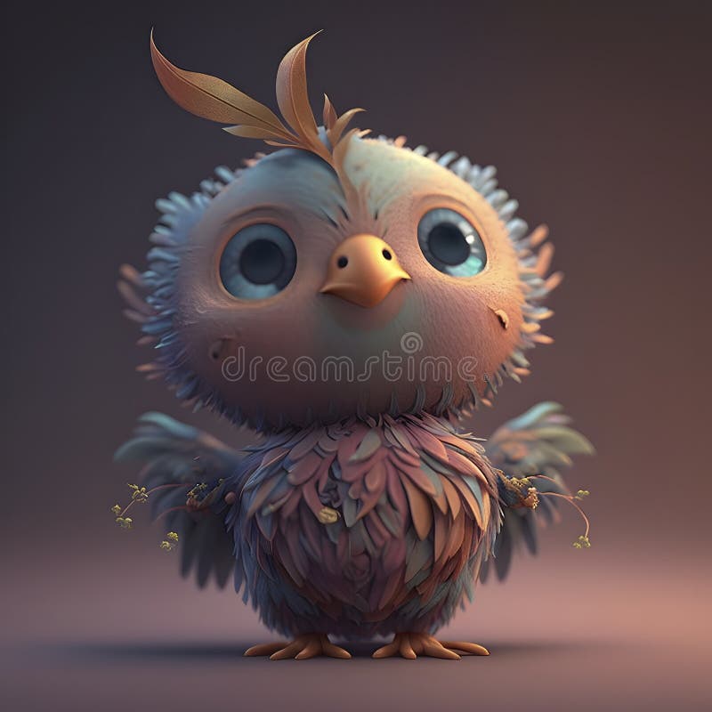 Sweet and Cute Smiling Little Fenix in 3D Rendering Stock Illustration ...