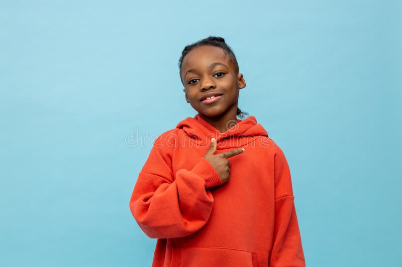 Sweet Dark-skinned Kid Gesticulating and Looking Happy Stock Image ...