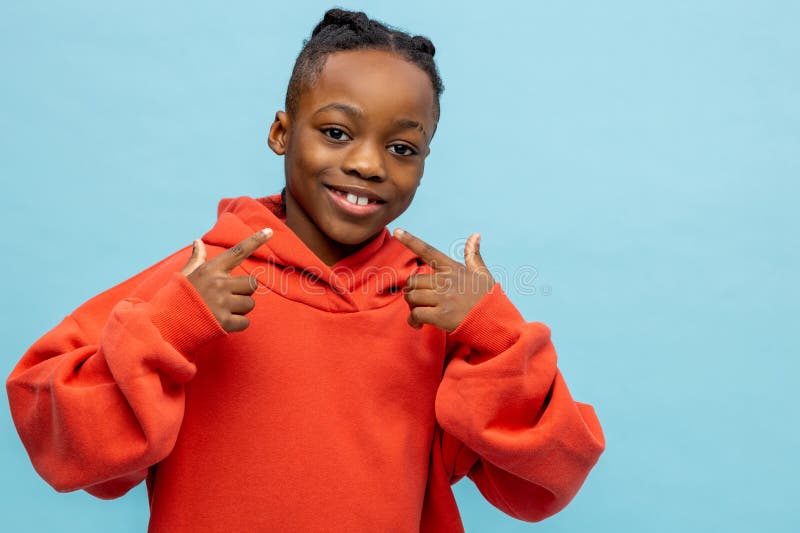 Sweet Dark-skinned Kid Gesticulating and Looking Happy Stock Image ...