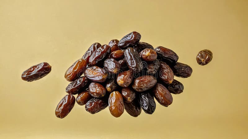 Sweet Dates Fall on Pale Yellow Background. Creative Concept of ...