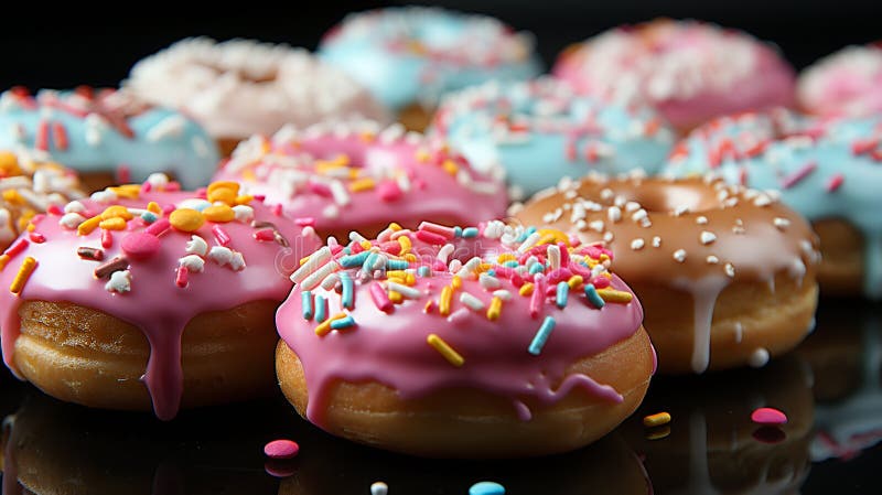 Sweet Delicious Colorful Donuts on the Table 1 Stock Illustration ...