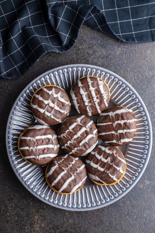 Sweet Dessert with Chocolate Cream and Chocolate Icing Stock Image ...