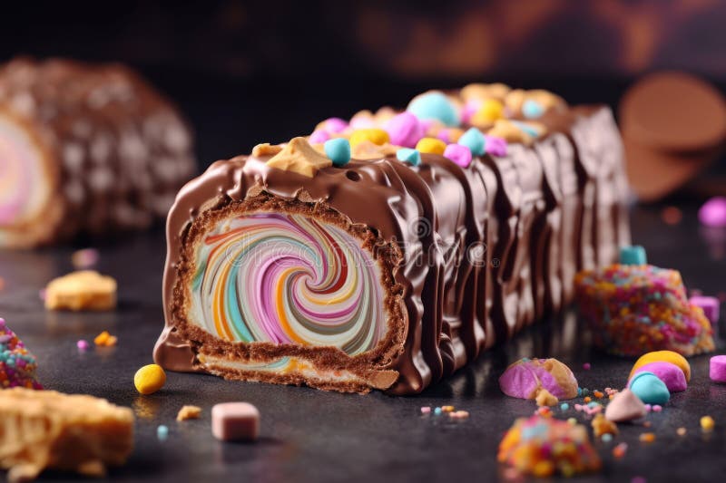 Sweet Dessert Chocolate Ice Cream Roll in Assorted Fruit Flavors ...