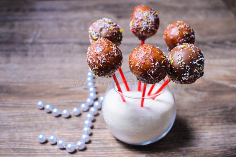 Sweet Dessert in Chocolate on a Stick in Sugar Stock Image - Image of ...