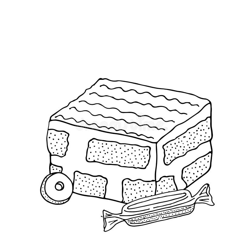 Sweet Dessert for Coloring Book or Page Stock Vector - Illustration of ...