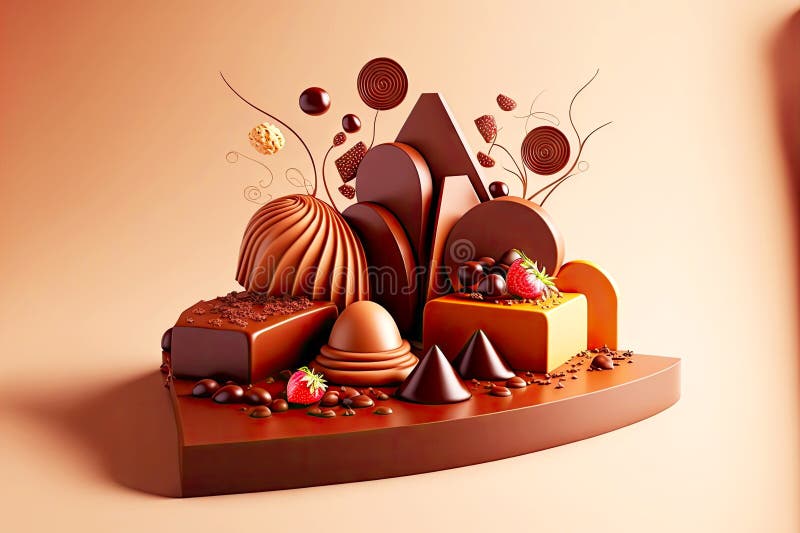 Sweet Dessert in Form of Delicious Chocolates and Chocolate Piece Stock ...
