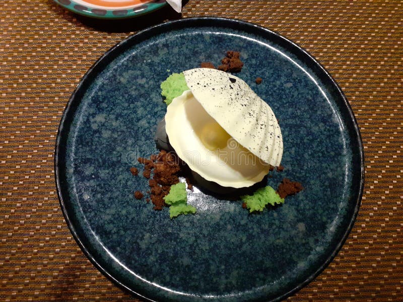 Sweet Dessert in the Shape of a Shell with Pearls Stock Image - Image ...