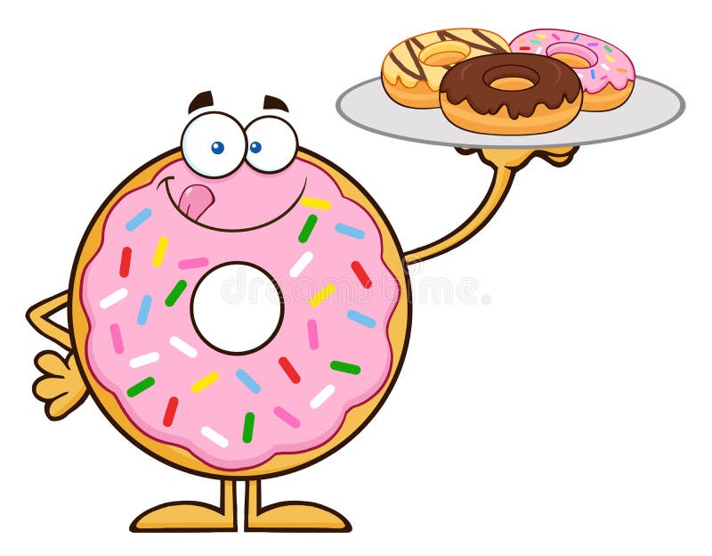 Funny Donut Cartoon Character with Sprinkles Thinking of Love and ...