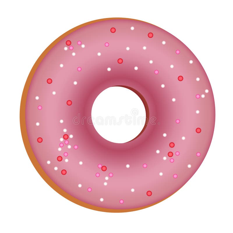 Sweet Donut with Pink Glaze, Circle Shape Stock Vector - Illustration ...
