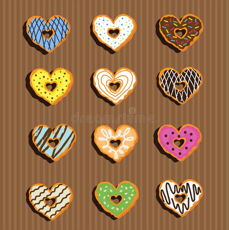 Donut in heart shape stock vector. Illustration of cream - 61451975