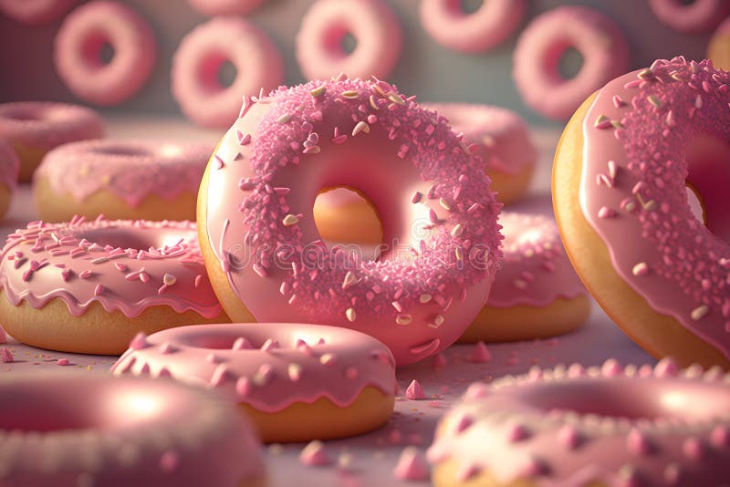 Sweet Donuts in Delicate Pink Colors. Neural Network AI Generated Stock ...