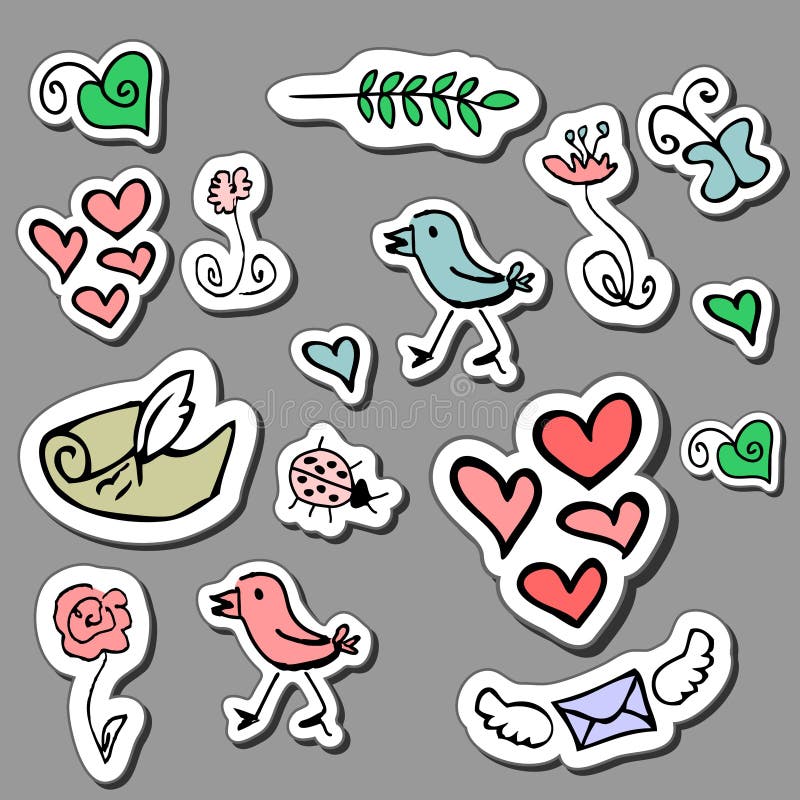 Sweet doodle stickers stock vector. Illustration of creative - 25305282