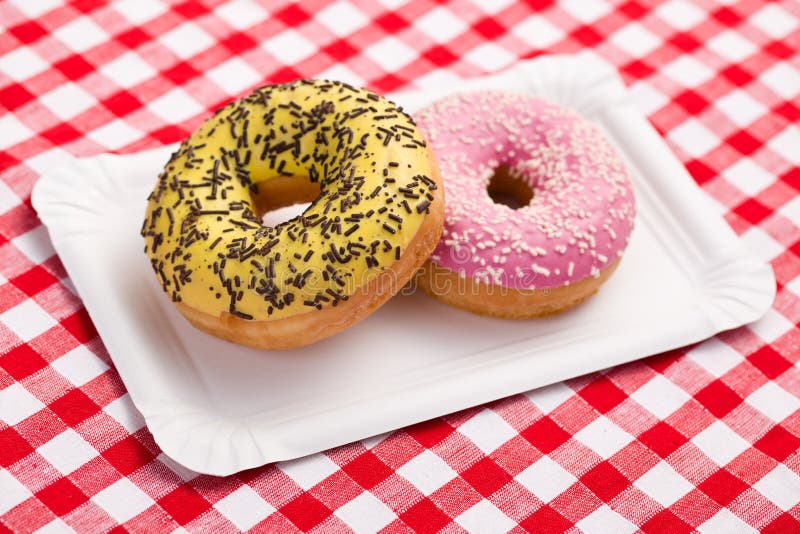 Sweet Doughnuts on Paper Plate Stock Photo - Image of delicious ...