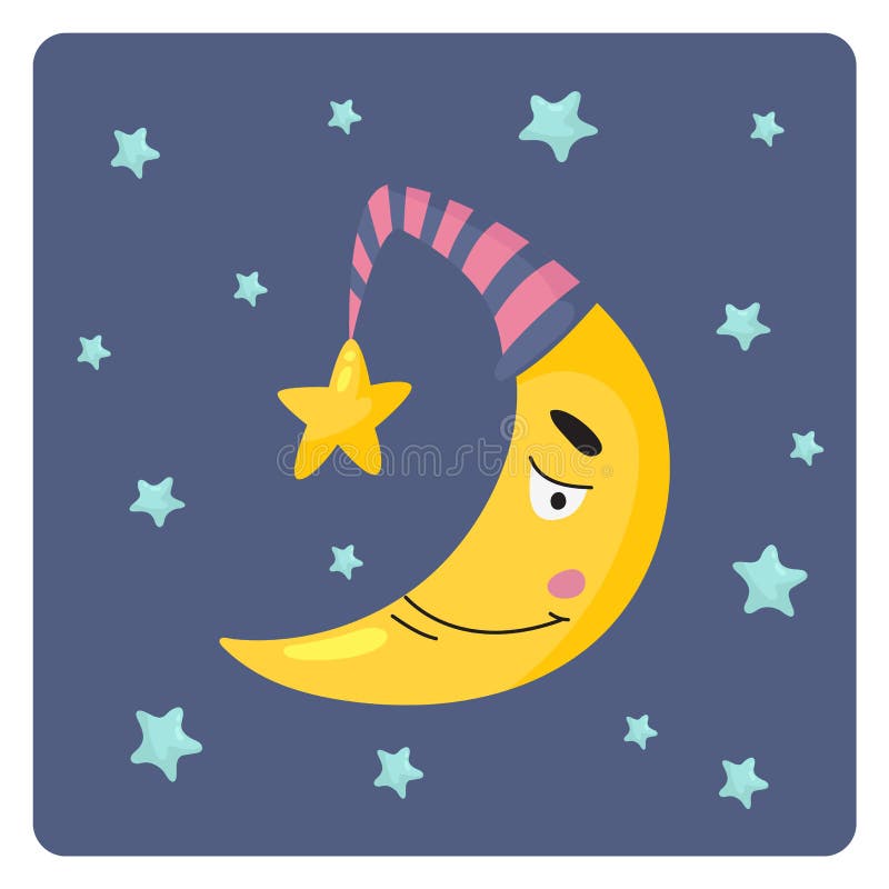 Sweet Dream Poster with Cute Funny Moon Crescent Stock Vector ...
