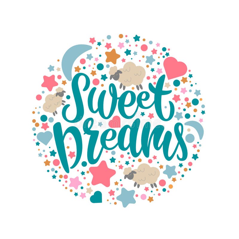Sweet Dreams Colorful Hand Drawn Vector Illustration Stock Vector ...