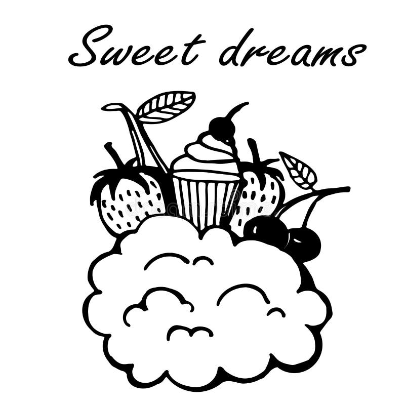 Sweet Dreams Doodle Sketch Illustration Stock Vector - Illustration of ...