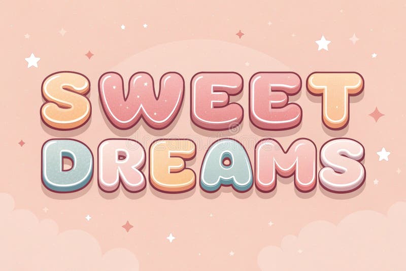 SWEET DREAMS Pink Pastel Cute Puffy Retro Bubble Text Effect ...