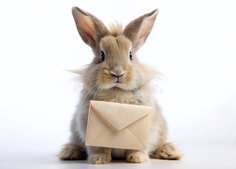 A Sweet Easter Bunny with a Mail Envelope Adorable Fluffy Rabbit ...