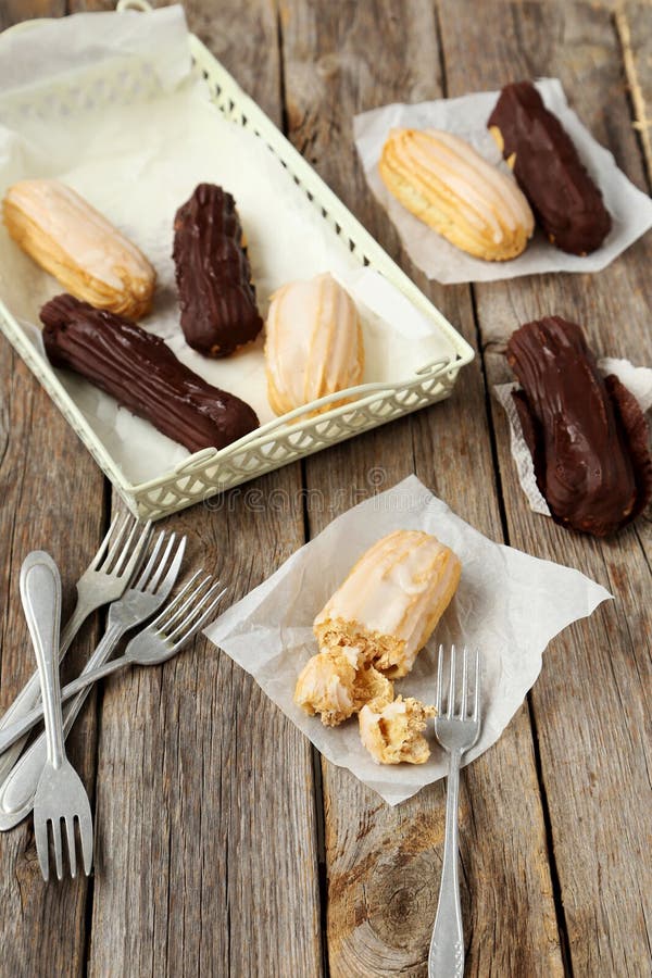 Sweet eclairs stock photo. Image of coating, cream, cafes - 70823914