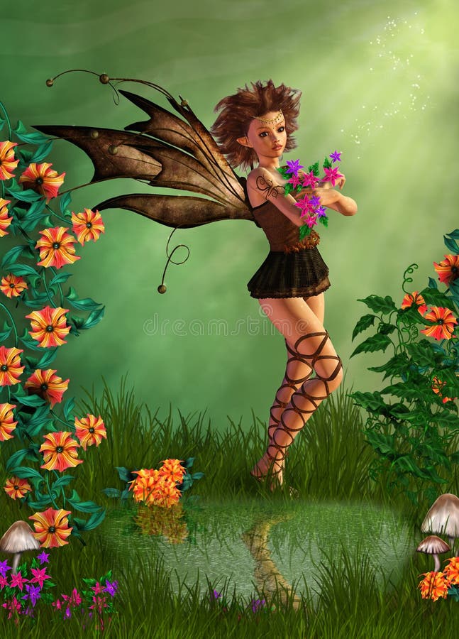 Sweet fairy stock illustration. Illustration of myth, leaves - 6842397