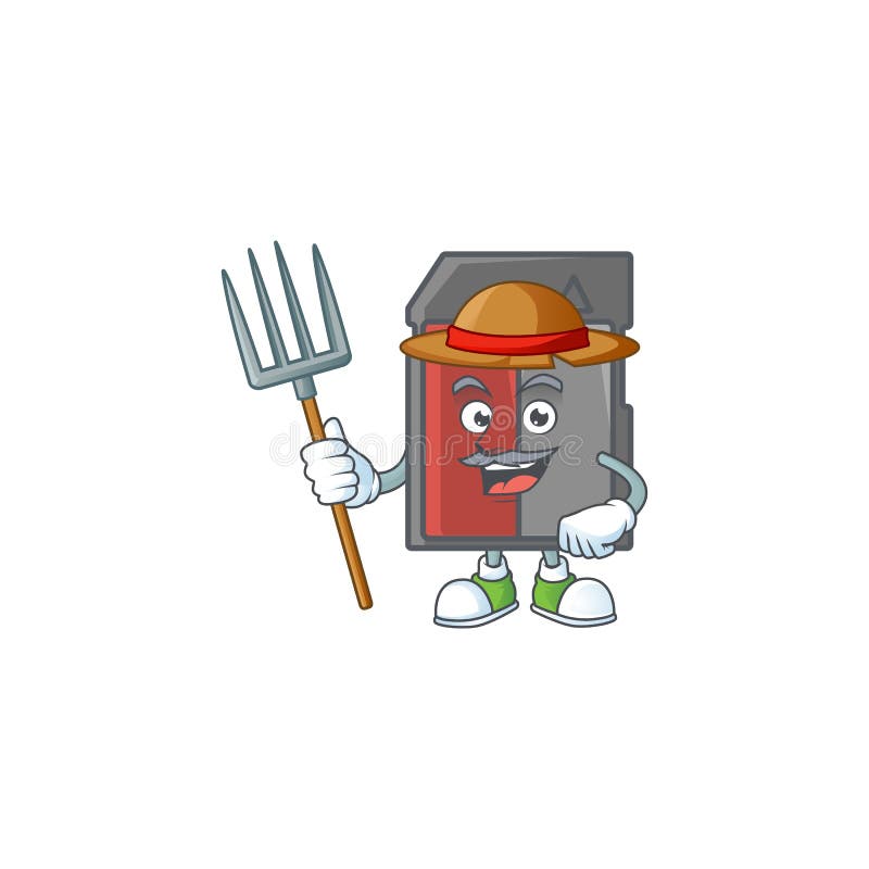 Sweet Farmer Memory Card Cartoon Mascot with Hat and Tools Stock Vector ...