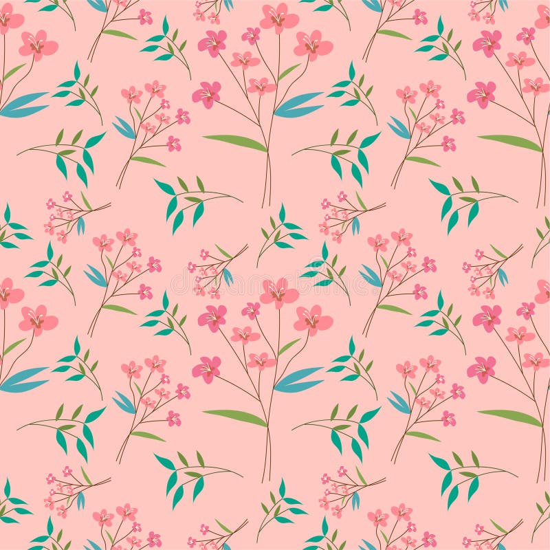 Sweet Flower Seamless Pattern on Blue Background Stock Vector ...